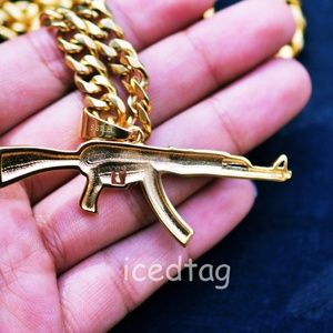 Accessories | Iced Out Gold Plated Stainless Steel Gun Necklace | Poshmark